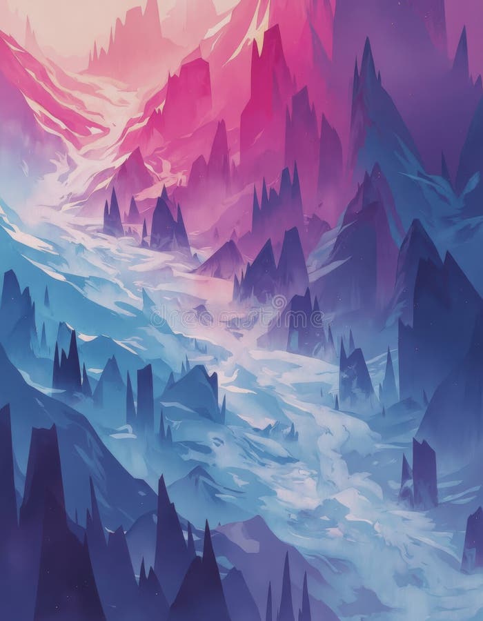 Abstract Avalanche Illustration Featuring Vibrant Snow Cascade Patterns ...