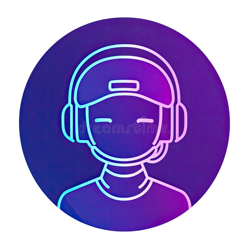 Abstract Avatar with Headset, Digital Profile Icon. Stock Image ...