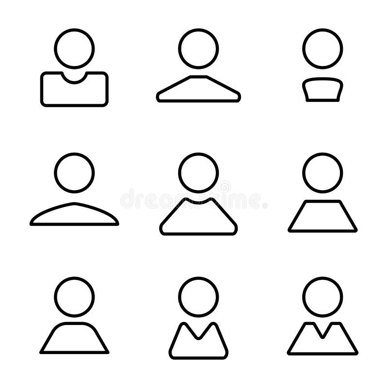 Abstract Avatar Human User Flat Full Line Icons Set Stock Vector ...