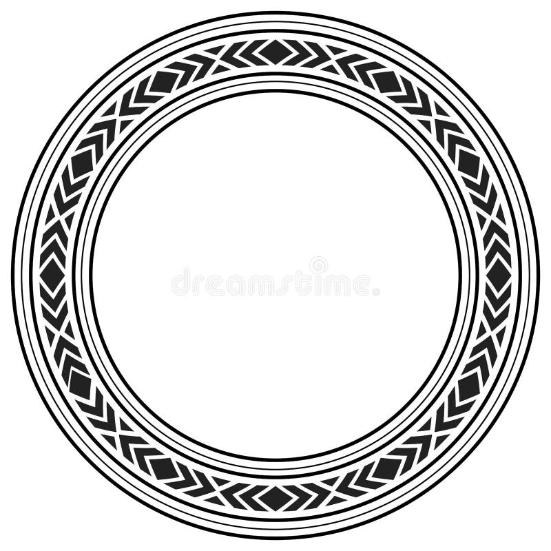 Abstract Aztec Frame. Black Circle Frames with Tribal Patterns. Vector ...