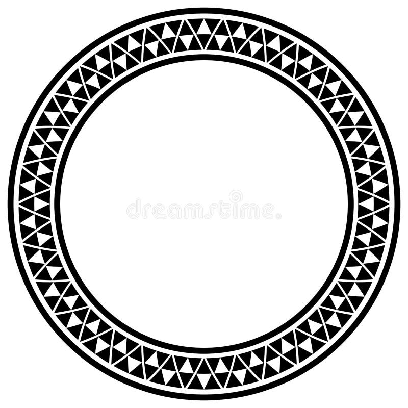 Abstract Aztec Frame. Black Circle Frames with Tribal Patterns. Vector ...