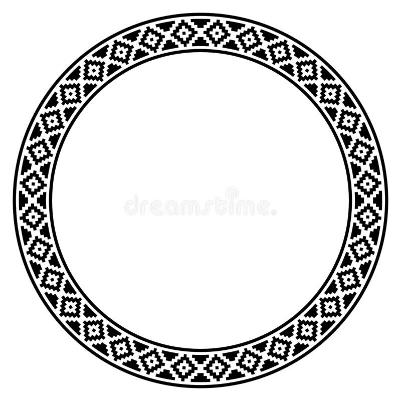 Abstract Aztec Frame. Black Circle Frames with Tribal Patterns. Vector ...