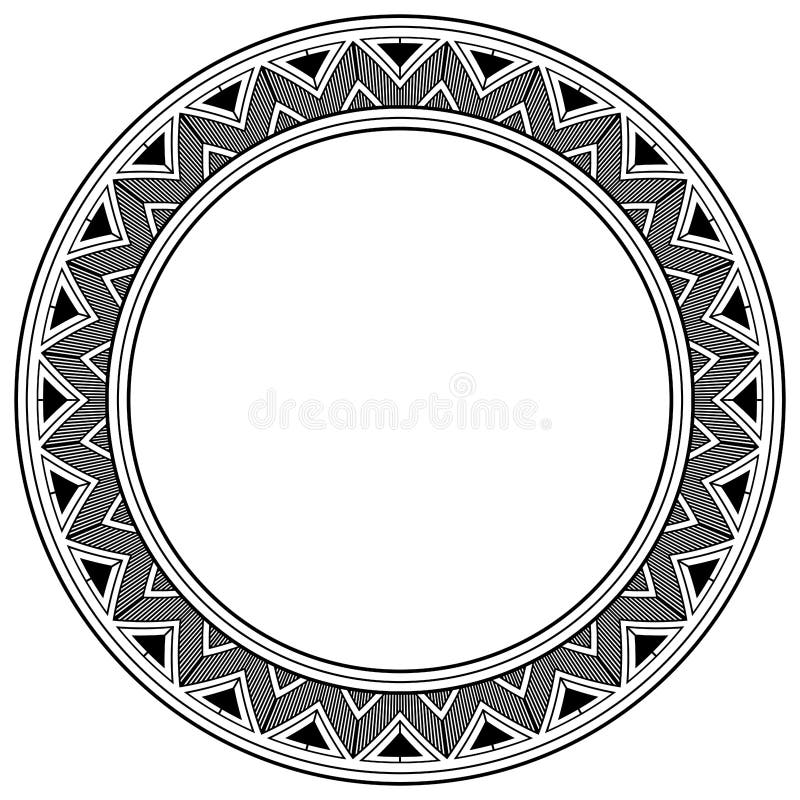 Abstract Aztec Frame. Black Circle Frames with Tribal Patterns. Vector ...