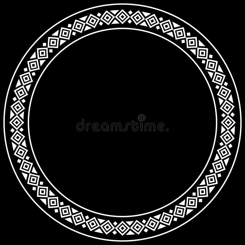 Abstract Aztec Frame. Black Circle Frames with Tribal Patterns. Vector ...