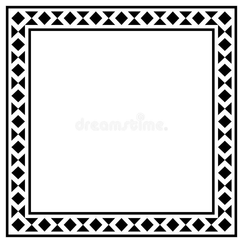 Abstract Aztec Frame. Black Square Frames with Tribal Patterns. Vector ...