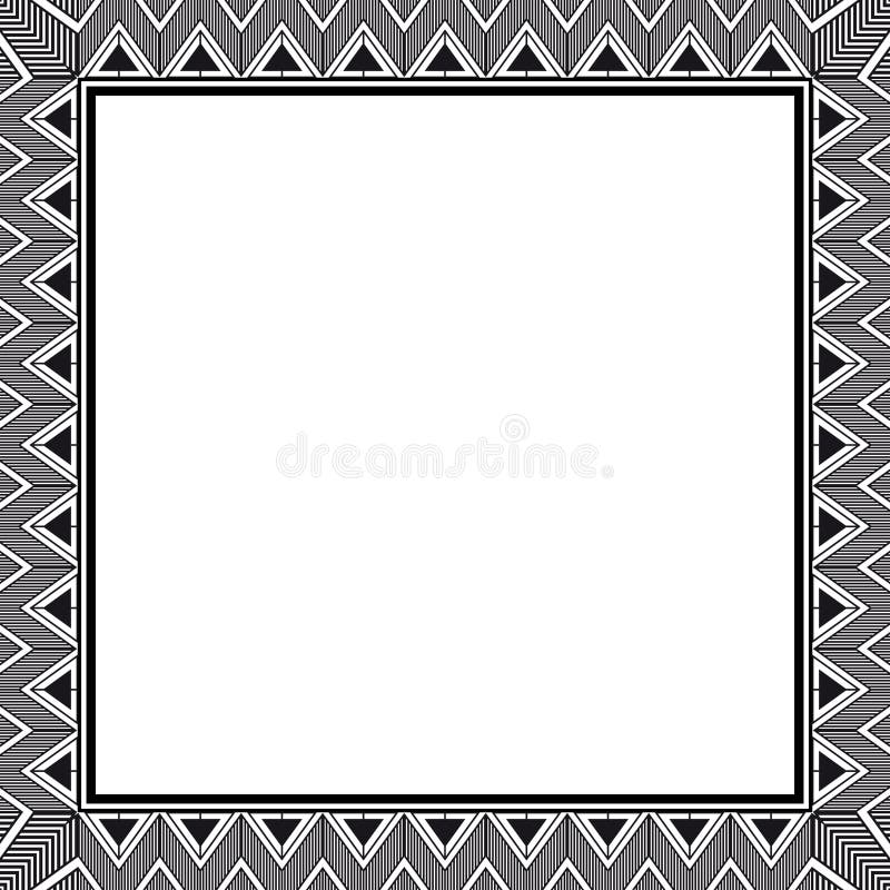 Abstract Aztec Frame. Black Square Frames with Tribal Patterns. Vector ...