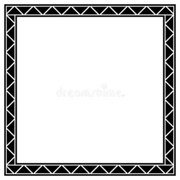 Abstract Aztec Frame. Black Square Frames with Tribal Patterns. Vector ...