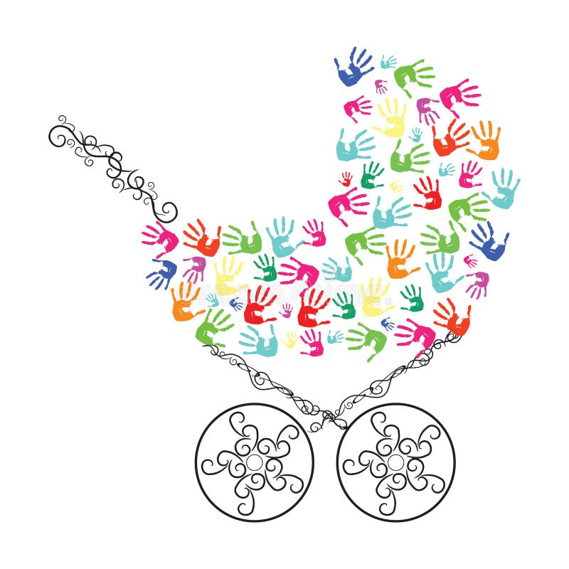 Abstract Baby Carriage from Hands Stock Vector - Illustration of human ...