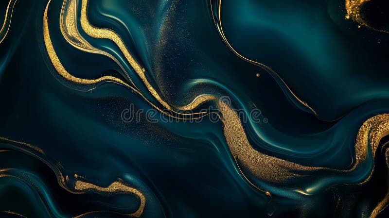 An Abstract Backdrop of Deep Blue and Gold with a Flowing Liquid ...
