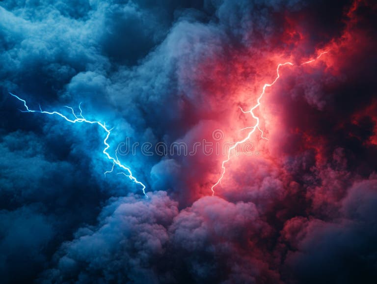 An Abstract Backdrop of Energy Collision with Beams of Red and Blue ...