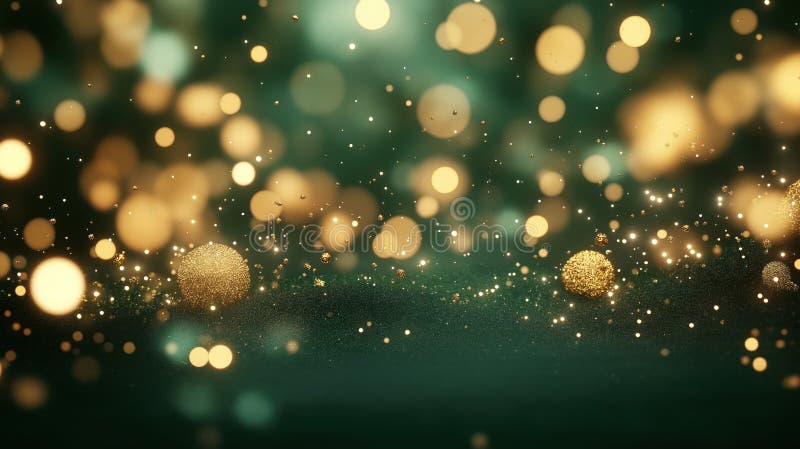 Abstract Backdrop Features Forest Green Background with Sparkling Gold ...