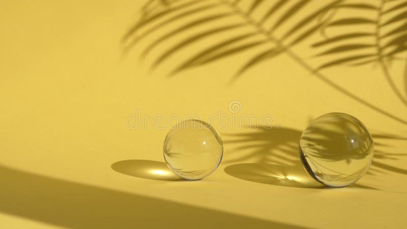 Abstract Backdrop with Glass Spheres on Yellow Background with Sun ...