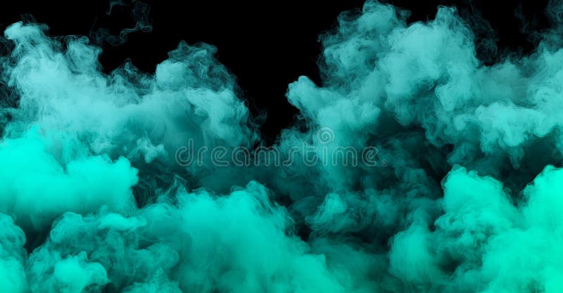 An Abstract Backdrop with a Green and Blue Smoke Cloud on a Black ...