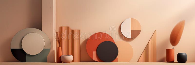 Abstract Backdrop with Minimalist Organic Shapes and Muted Colors Stock ...