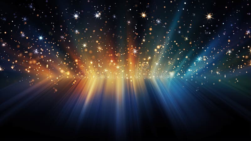 Abstract Backgound with Blue and Orange Light Rays. God Rays or Light ...