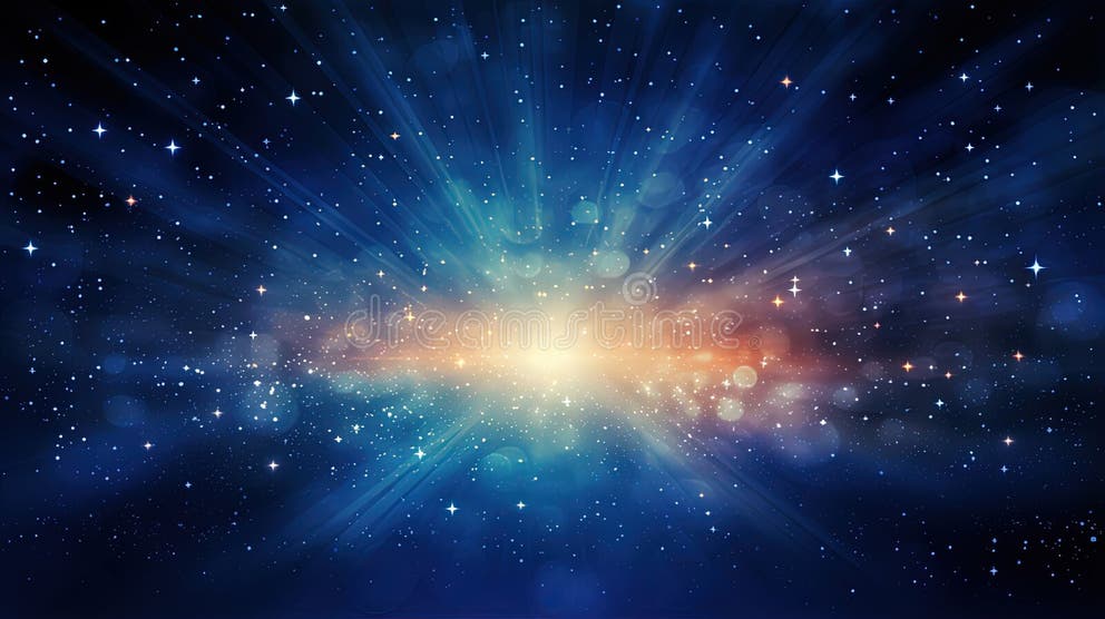 Abstract Backgound with Blue and Orange Light Rays. God Rays or Light ...