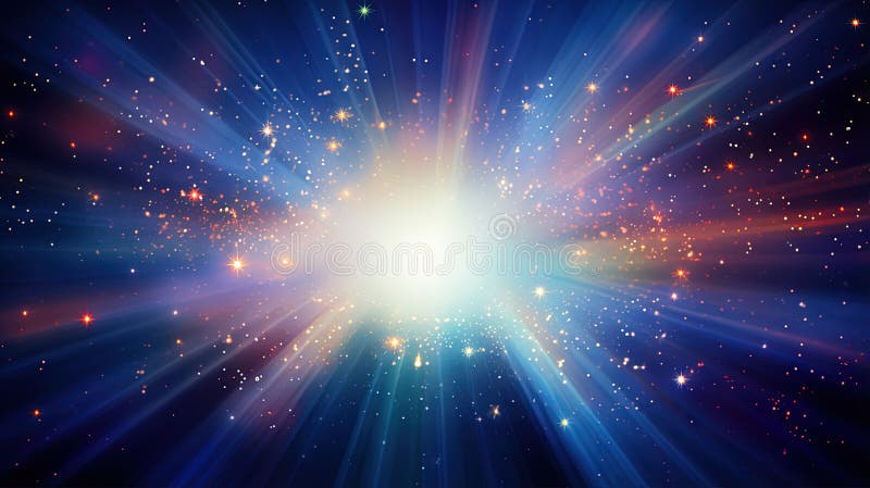 Abstract Backgound with Blue and Orange Light Rays. God Rays or Light ...