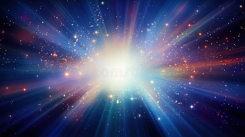 Abstract Backgound with Blue and Orange Light Rays. God Rays or Light ...