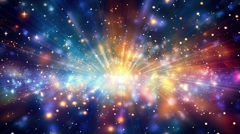 Abstract Backgound with Blue and Orange Light Rays. God Rays or Light ...