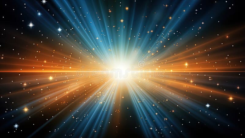 Abstract Backgound with Blue and Orange Light Rays. God Rays or Light ...