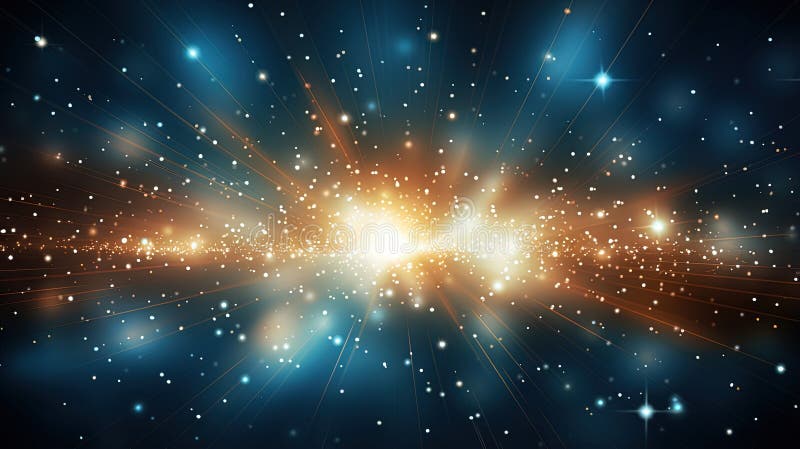 Abstract Backgound with Blue and Orange Light Rays. God Rays or Light ...