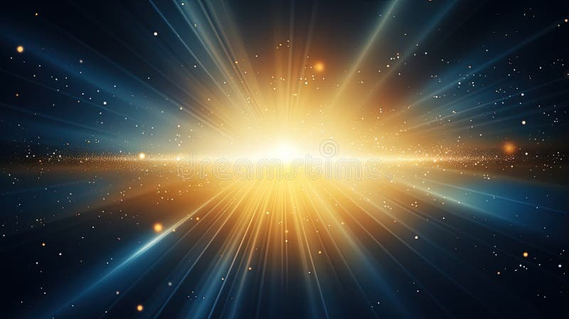 Abstract Backgound with Blue and Orange Light Rays. God Rays or Light ...