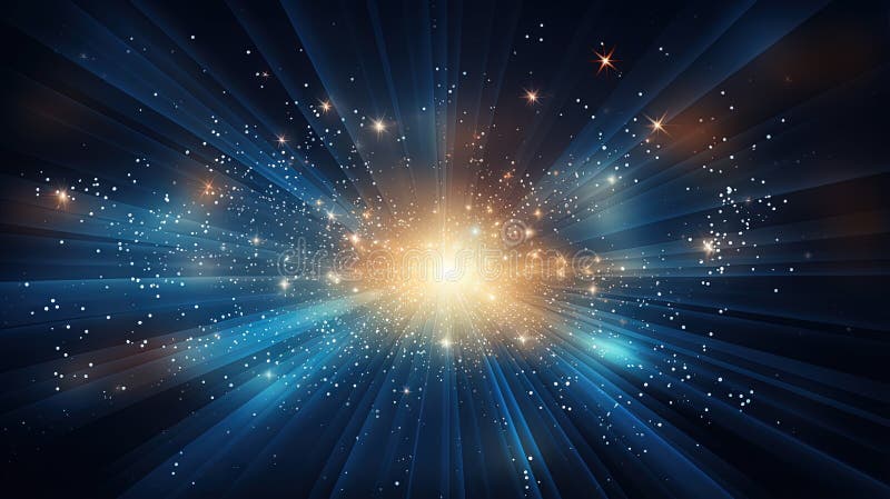 Abstract Backgound with Blue and Orange Light Rays. God Rays or Light ...