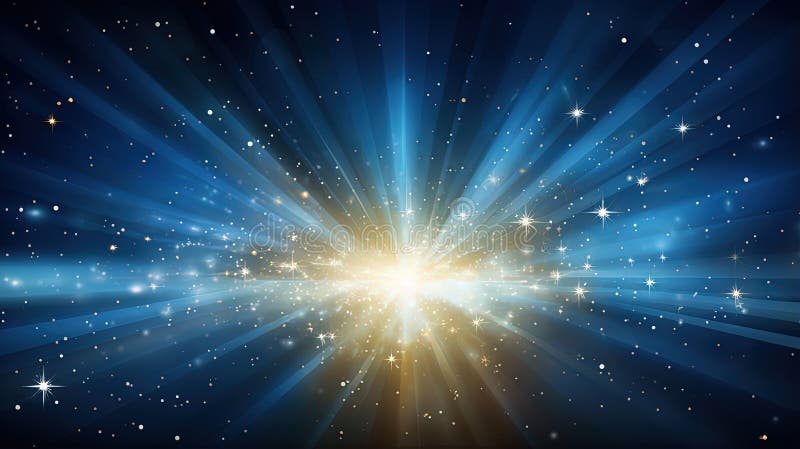 Abstract Backgound with Blue and Orange Light Rays. God Rays or Light ...