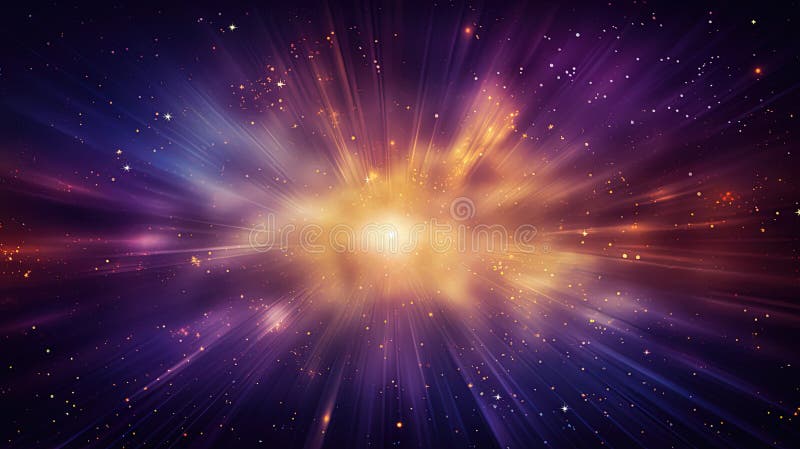 Abstract Backgound with Purple and Orange Light Rays. God Rays or Light ...
