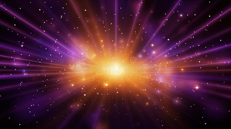 Abstract Backgound with Purple and Orange Light Rays. God Rays or Light ...