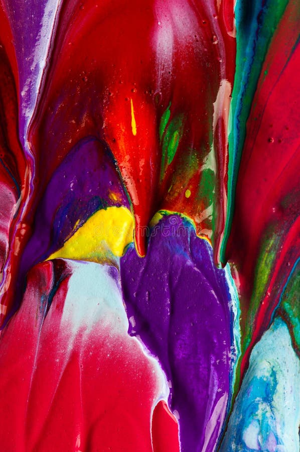 Colorful Abstract Acrylic Painting Stock Photo - Image of green, flow ...