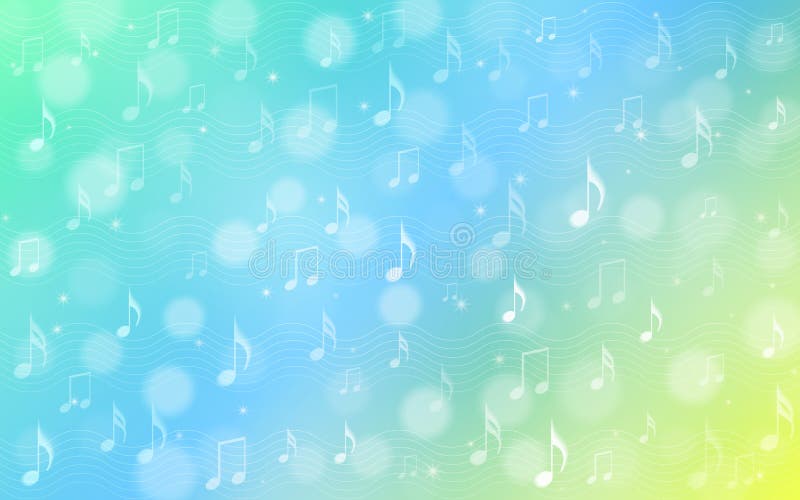 Yellow Music Notes in Blue and Red Banner Background Stock Illustration ...