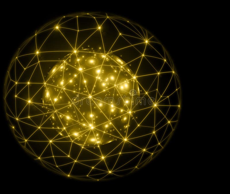 Abstract Background. Abstract Glowing Ball, Communication Lines ...
