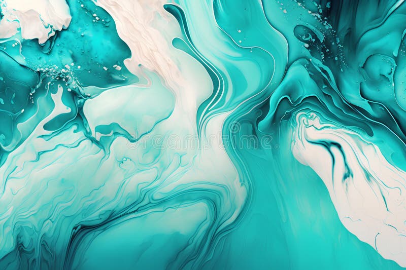 Abstract Background of Acrylic Paint in Turquoise and White Colors ...