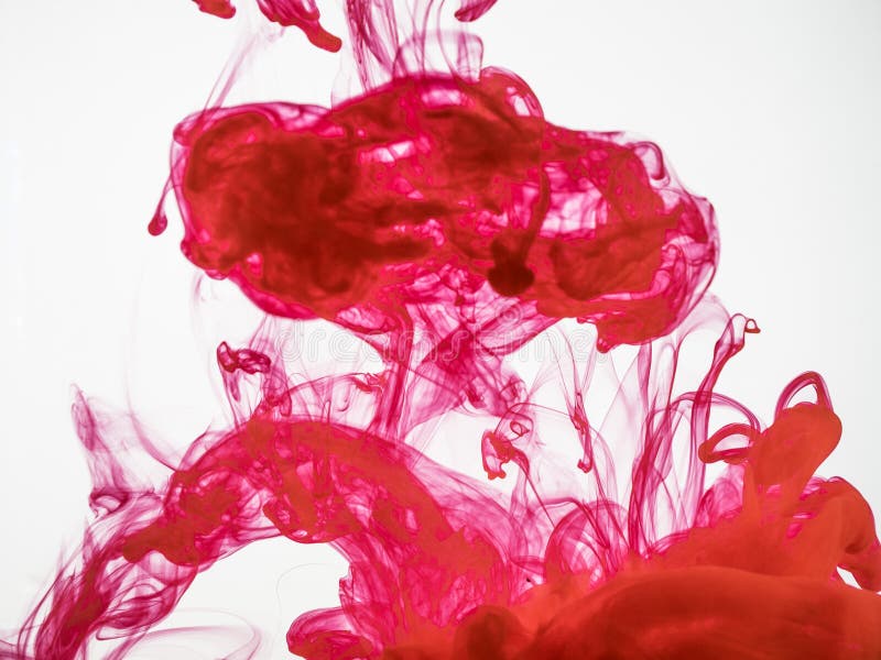 Abstract Background of Acrylic Red Ink Explosion Under Water. Colourful ...