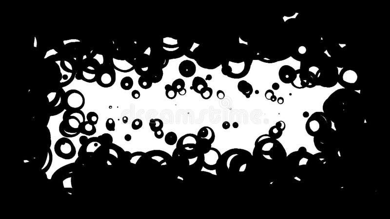 Abstract, Background Animation of Black Bubbles, Rings, on White ...