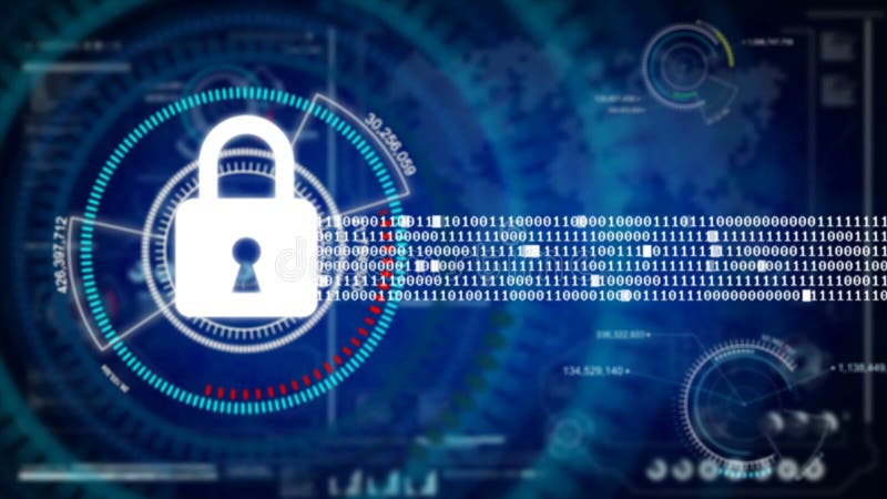 Abstract Background Animation Lock Security Concept on HUD and Cyber ...