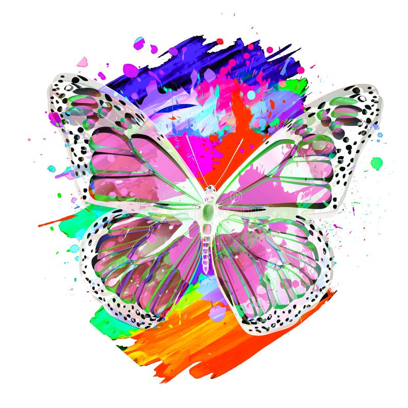 Abstract Background Art with Butterfly, Graphic Design Concept Stock ...