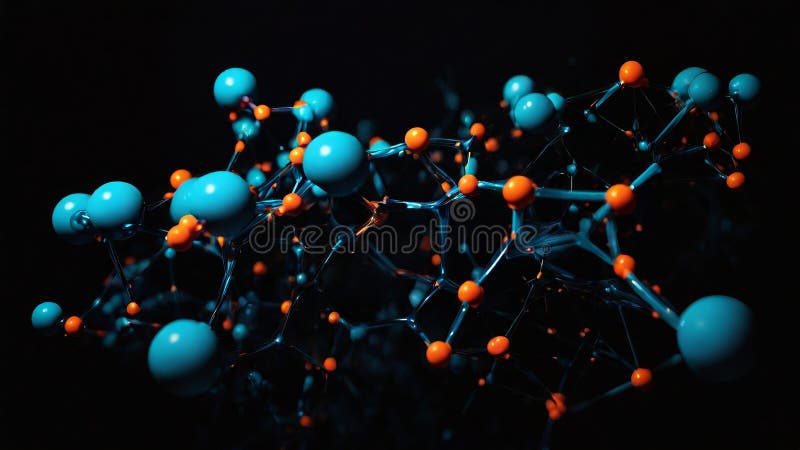 Abstract Background. Atom, Molecule. on a Black Background. Generative ...