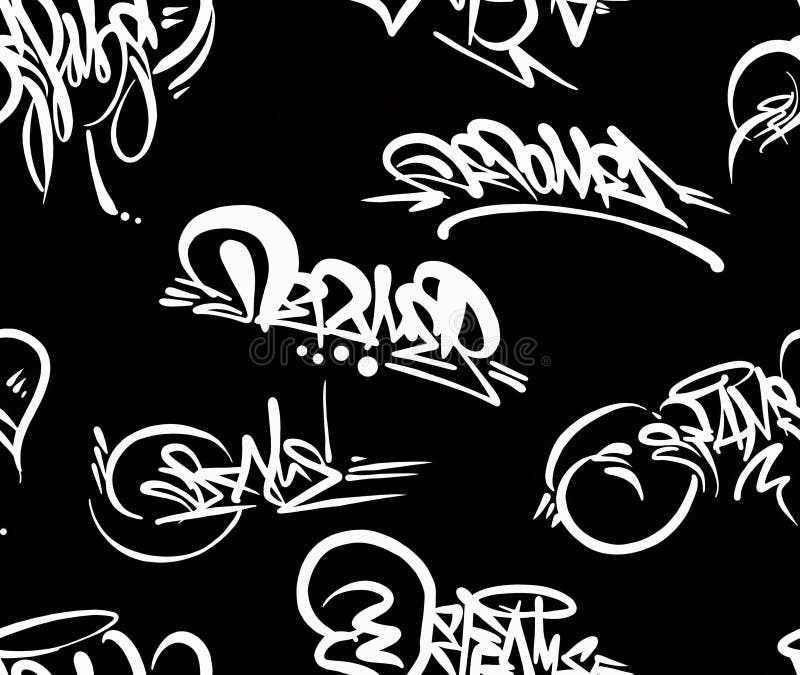 Abstract Background of Beautiful Calligraphic Inscriptions on a Black ...