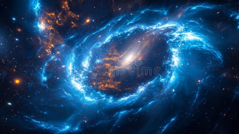 Abstract Background of a Beautiful Glowing Blue Supernova Galaxy in ...