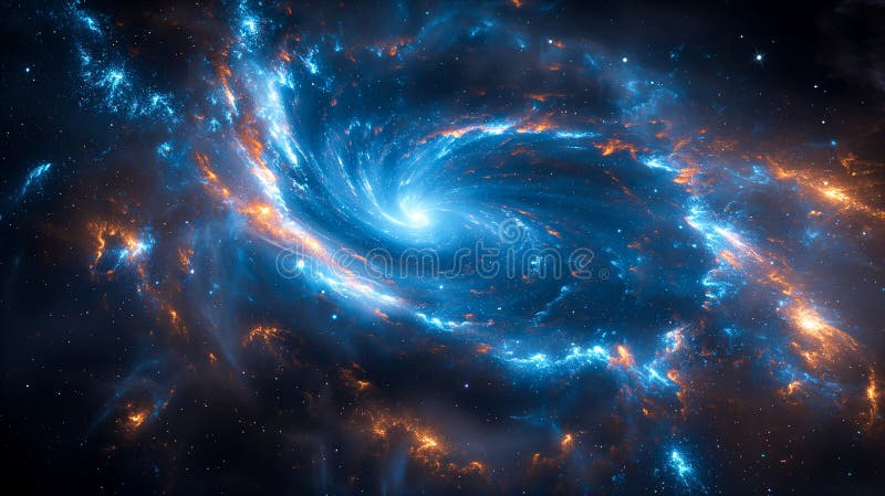 Abstract Background of a Beautiful Glowing Blue Supernova Galaxy in ...