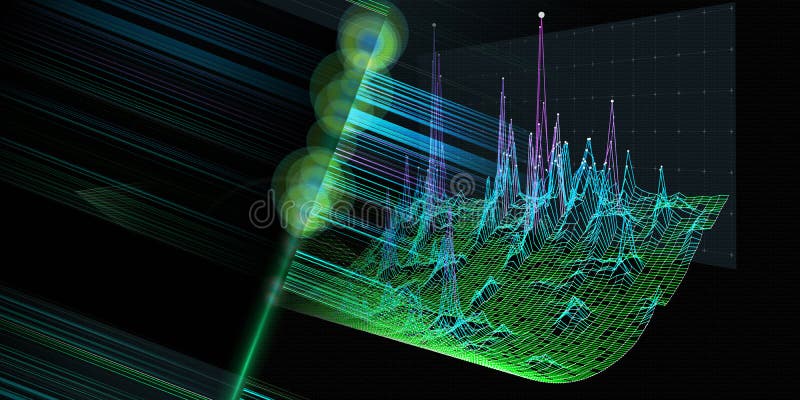 Abstract Background With Bending 3d Grid And Color Lines Visual Presentation Of 3d Analytics
