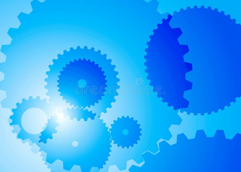 Gears on Blue Background. Engineering Technology Stock Illustration ...