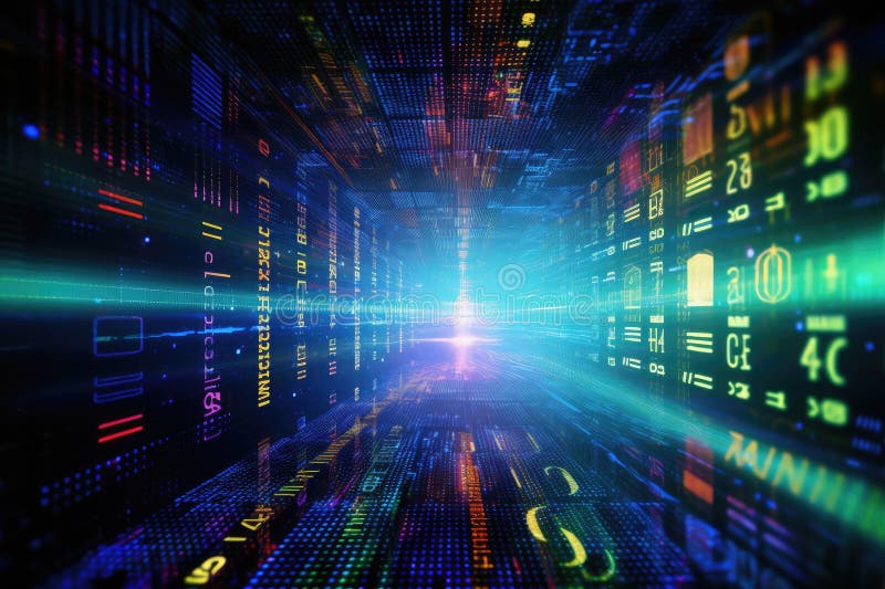 Abstract Background With Binary Code In Cyberspace 3d Render Digital Binary Code And Ai