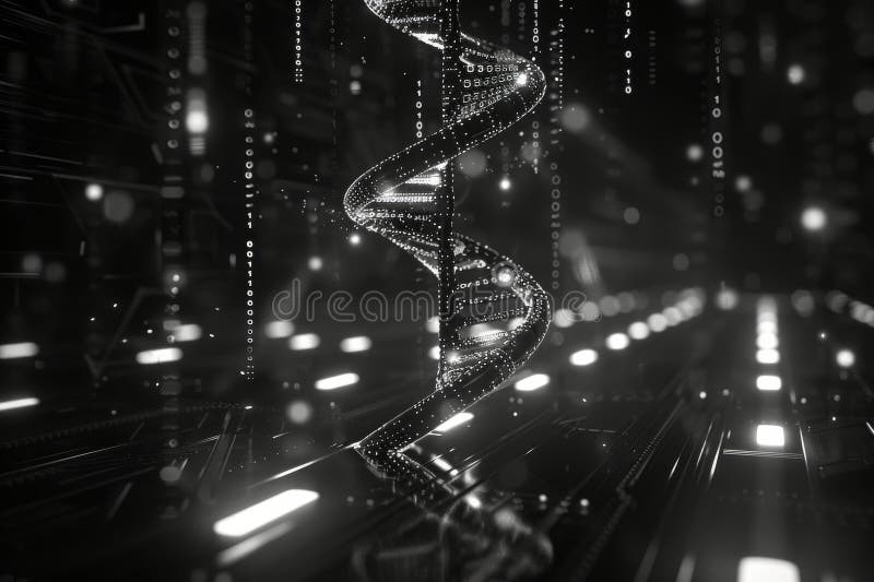 Abstract Background Binary Code of DNA Shape. Stock Photo - Image of ...