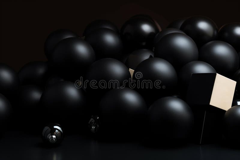 Abstract Background with Black Balls and Various Shapes. Generative AI ...