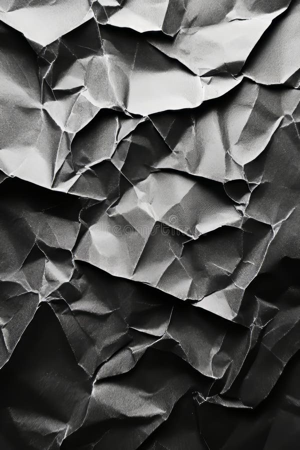 Abstract Background of Black Crumpled Paper, Textured and Wrinkled Dark ...