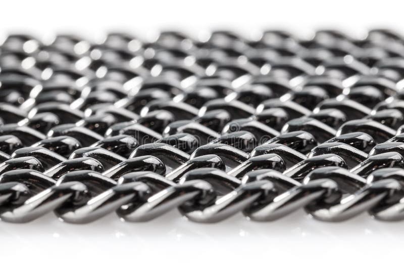 Abstract Background of Black Decorative Steel Chain Lying on a White ...