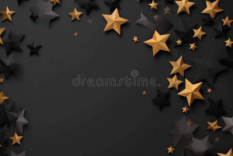 Abstract Background with Black and Gold Star Shapes Stock Illustration ...